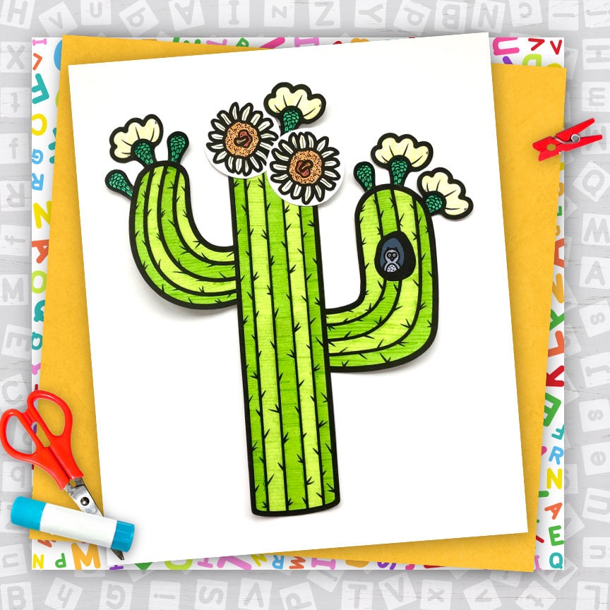 Cactus Craft, Printable Kids Template, Desert Craft, Summer, Homeschool ...
