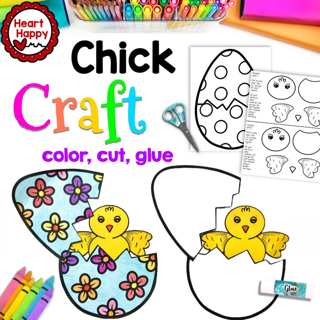 Hatching Chick Kids Printable Craft Template, Farm Animals, Spring ...