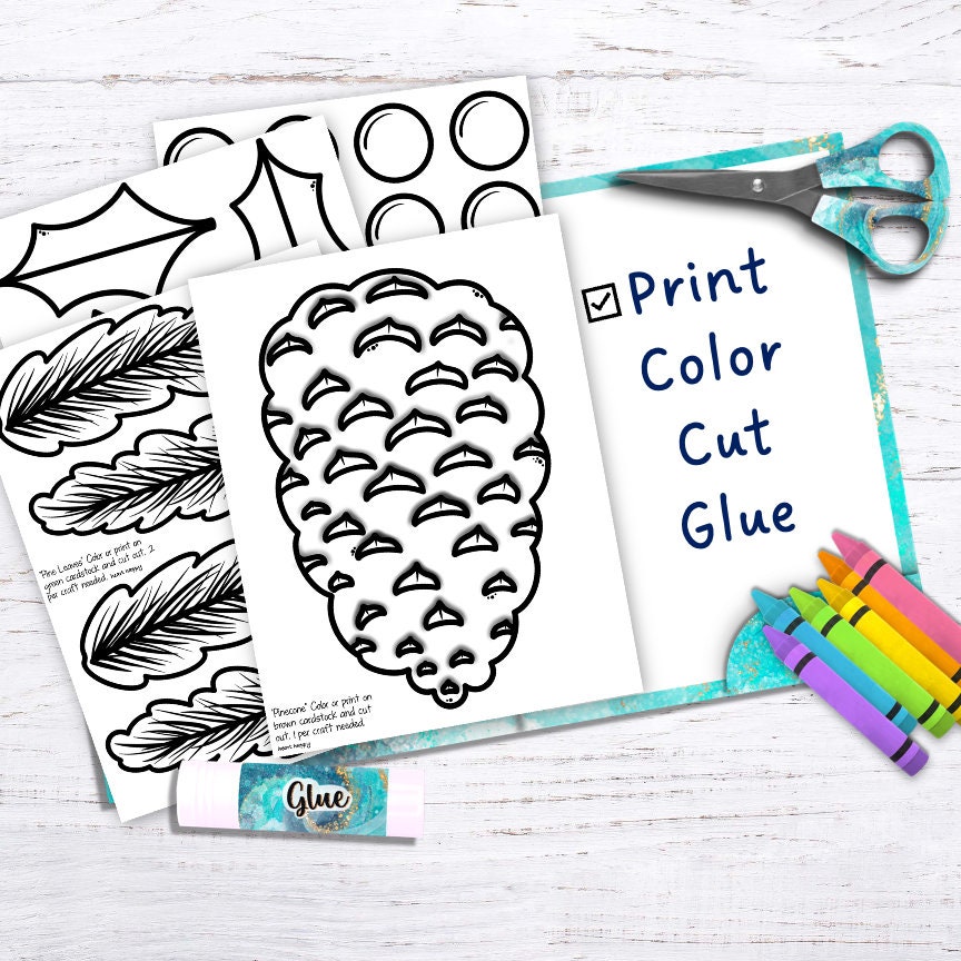 Pinecone Kids Printable Craft Template, Winter Craft, Christmas, Paper ...