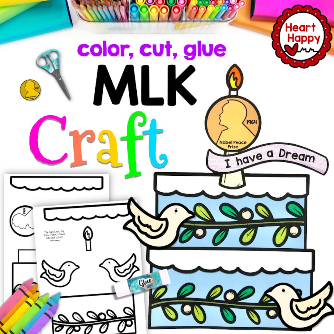 MLK Kids Printable Craft Template, Winter Craft, MLK Birthday Cake ...