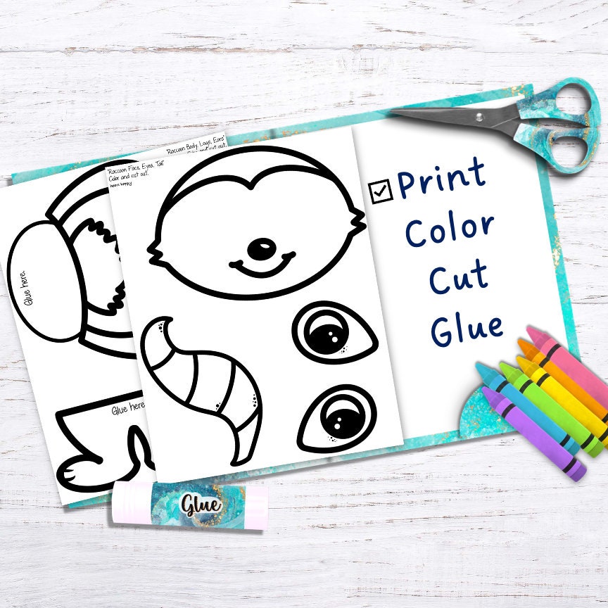 Printable Kids Raccoon Craft, Nocturnal Animals, Woodland Animals ...