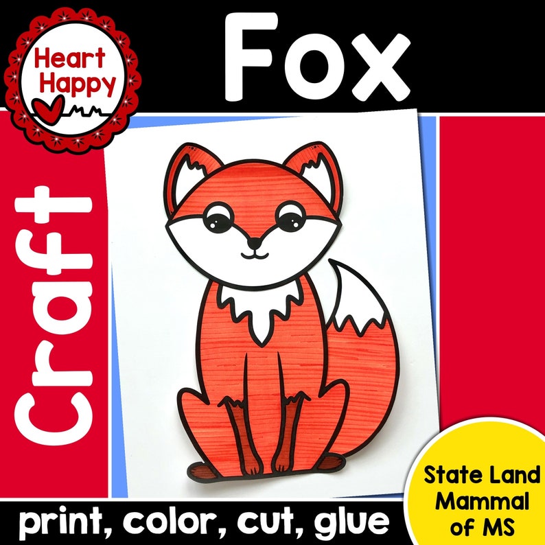 Printable Kids Fox Craft Template Forest Animals Woodland - Etsy