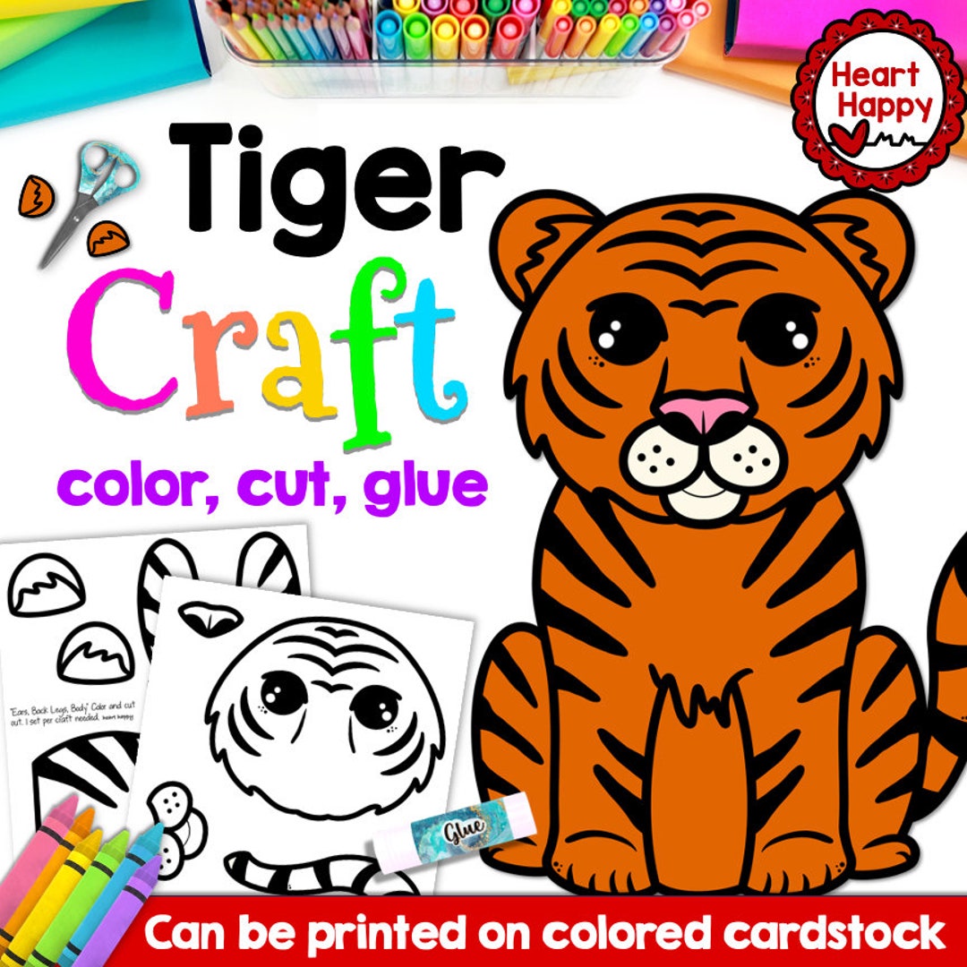 Tiger Craft, Kids Printable Craft Template, Zoo Animals, Rainforest ...