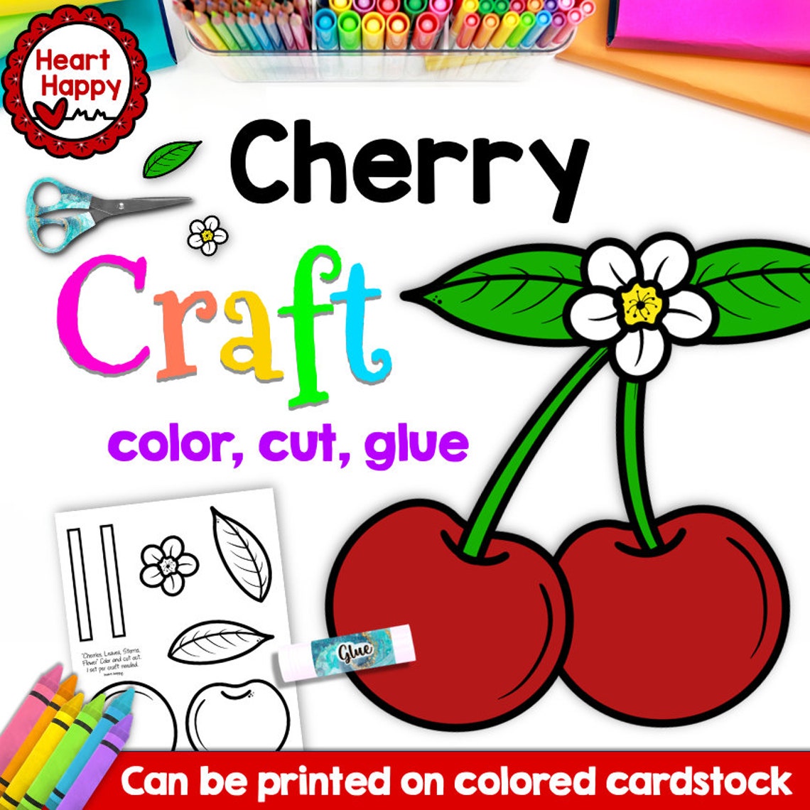 Cherry Craft Kids Printable Craft Template Fruit Craft - Etsy