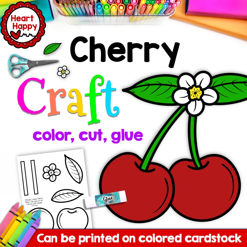 Cherry Craft, Kids Printable Craft Template, Fruit Craft, Michigan ...