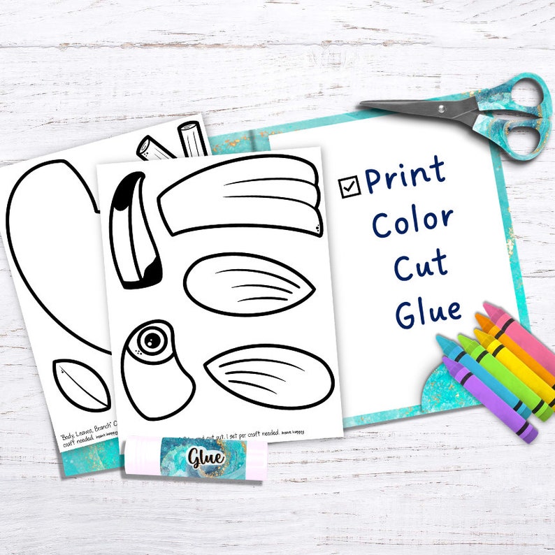 Toucan Printable Kids Craft Template, Rainforest Animals, Zoo Animals ...