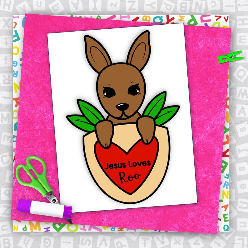 Kangaroo Religious Craft, Kids Printable Craft Template, VBS, Bible ...