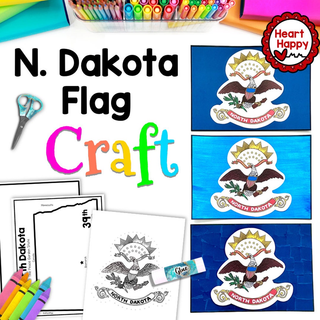 North Dakota Flag Craft, Kids Printable Craft Template, North Dakota ...