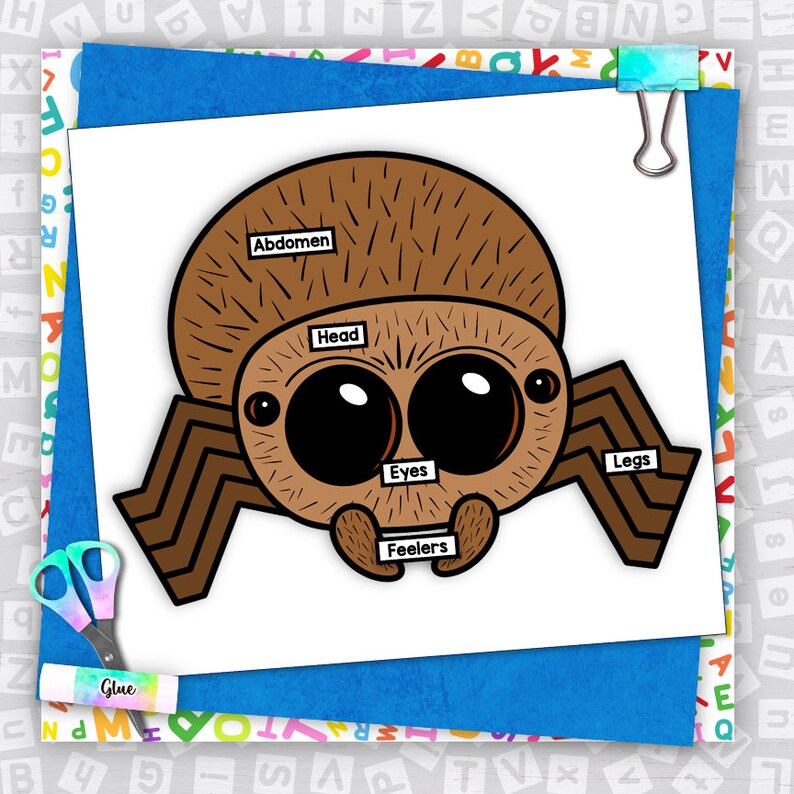 Spider Labeling Craft, Kids Printable Craft Template, Fall Craft ...