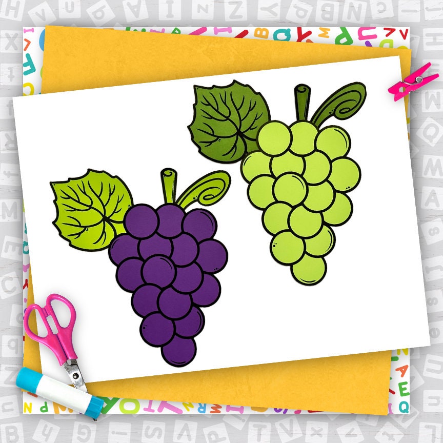Grapes Craft, Kids Printable Craft Template, Fruit Craft, North ...