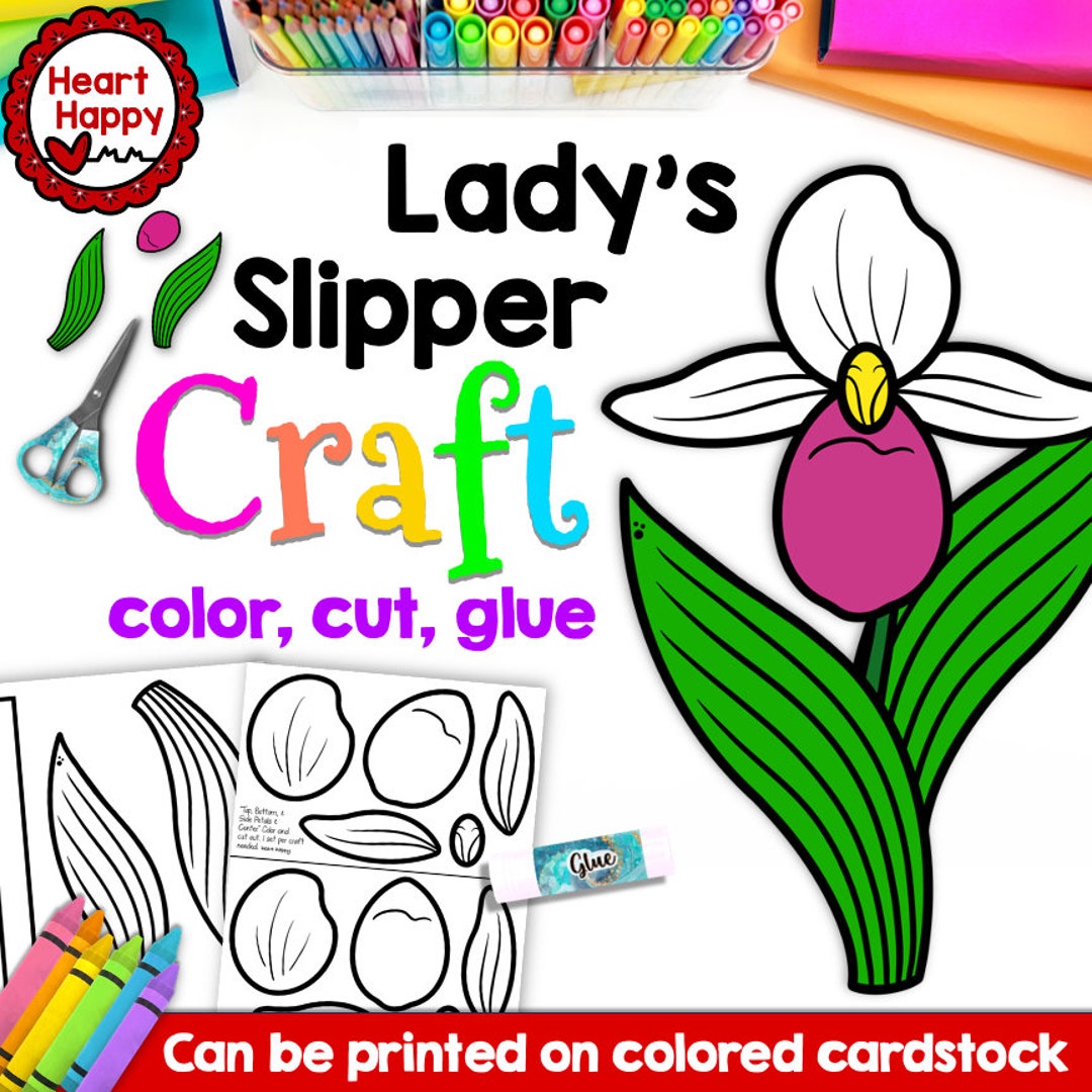Lady's Slipper Flower Craft, Kids Printable Craft Template, Minnesota ...