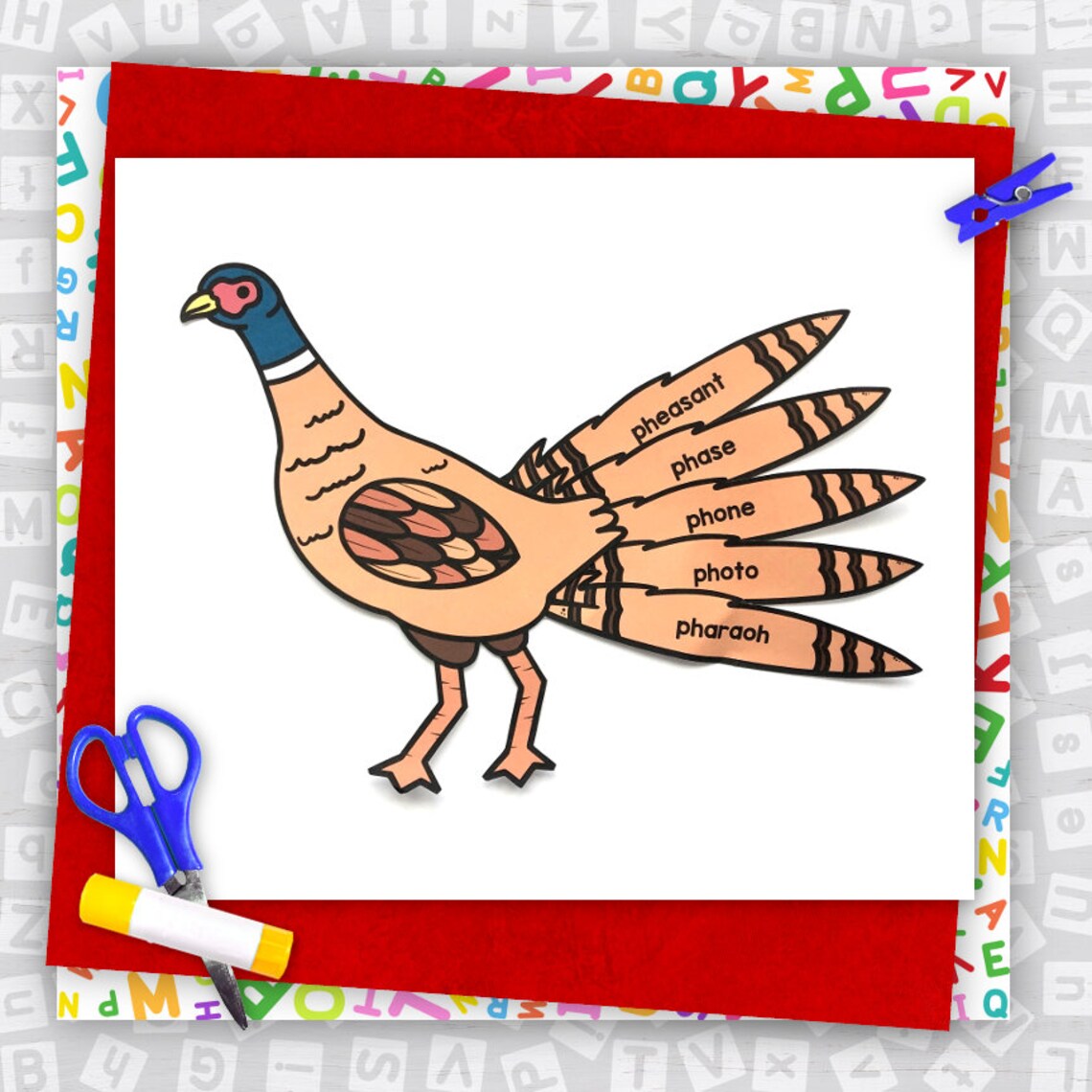 PH Digraph Craft Kids Printable Craft Template Pheasant - Etsy