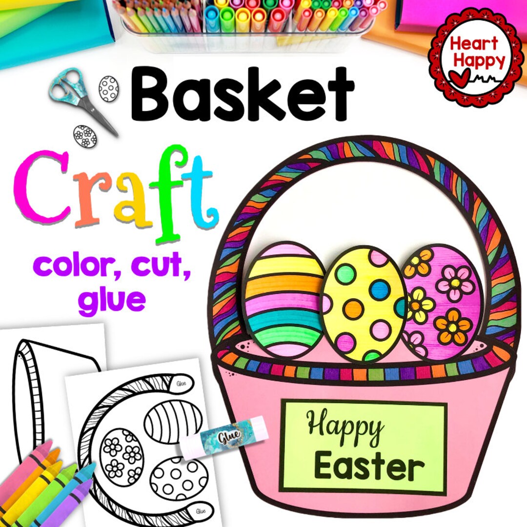 Easter Basket Kids Printable Craft Template, Spring Craft, Easter Craft ...