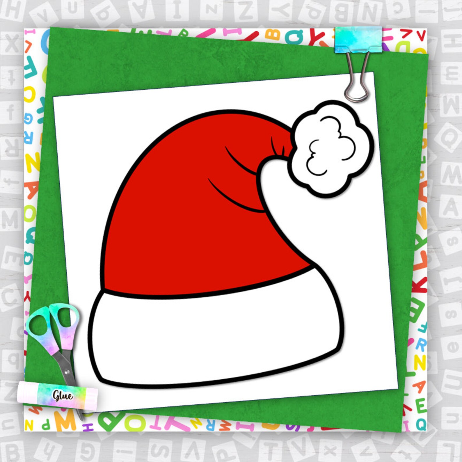 Santa Hat Craft, Kids Printable Craft Template, Christmas Craft ...