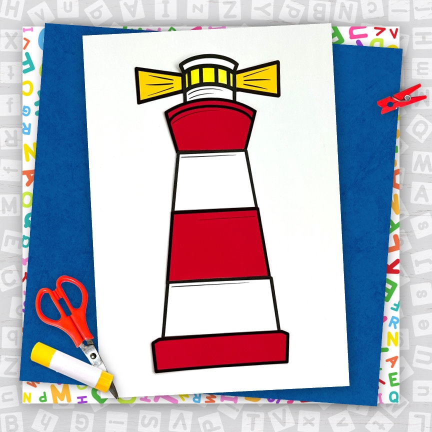Lighthouse Craft, Kids Printable Craft Template, Summer Craft, Letter L ...