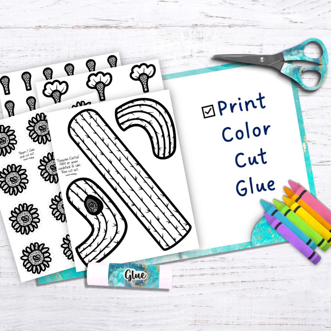 Cactus Craft, Printable Kids Template, Desert Craft, Summer, Homeschool ...