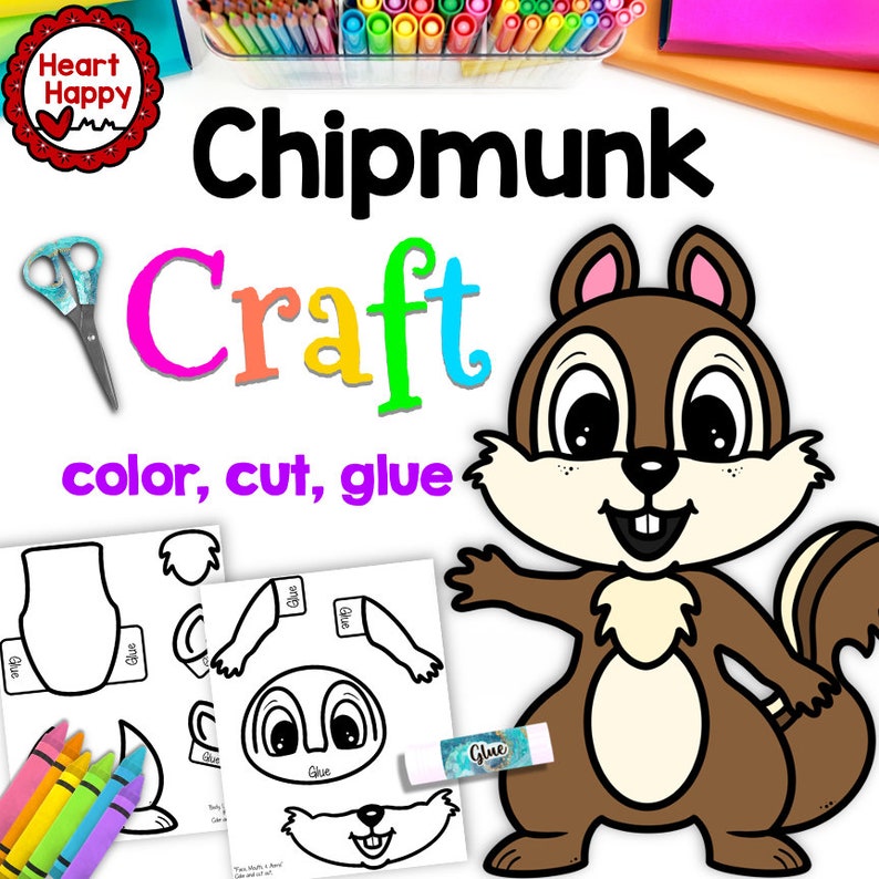 Printable Kids Chipmunk Craft Template, Forest Animals, Woodland ...