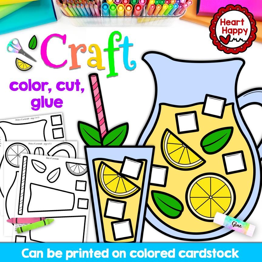 Lemonade Craft, Kids Printable Craft Template, Letter L, End of Year ...