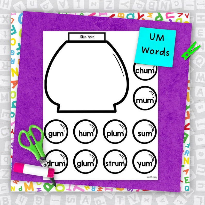 Gumball Umball Machine, Short U Craft, UM Word Family Craft,printable ...