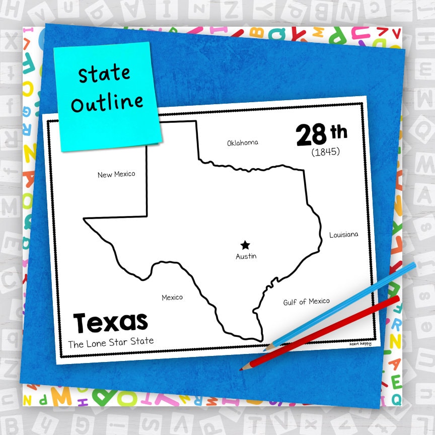 Texas Flag Craft, Kids Printable Craft Template, Texas State Symbols ...