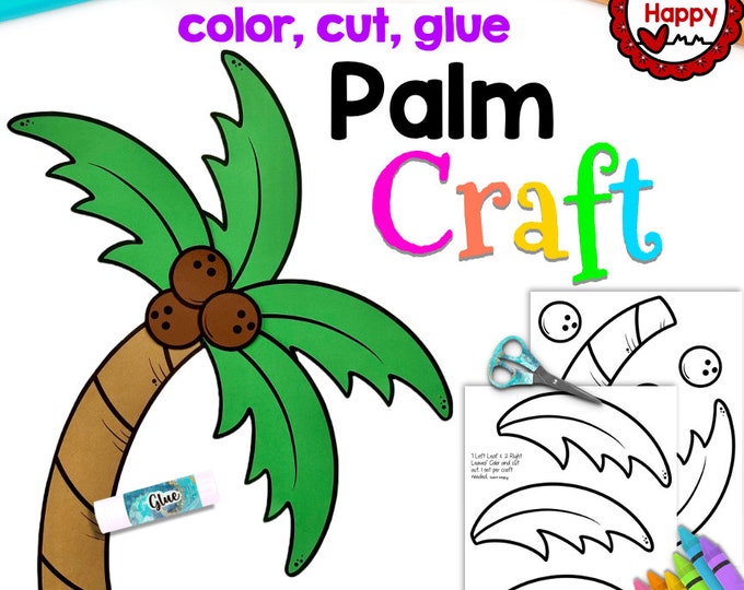 Palm Tree Craft, Kids Printable Craft Template, Beach Craft, Summer ...