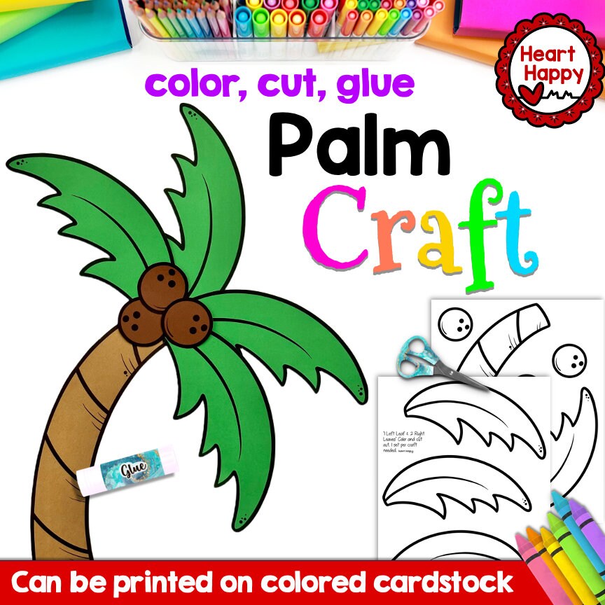 Palm Tree Craft, Kids Printable Craft Template, Beach Craft, Summer ...