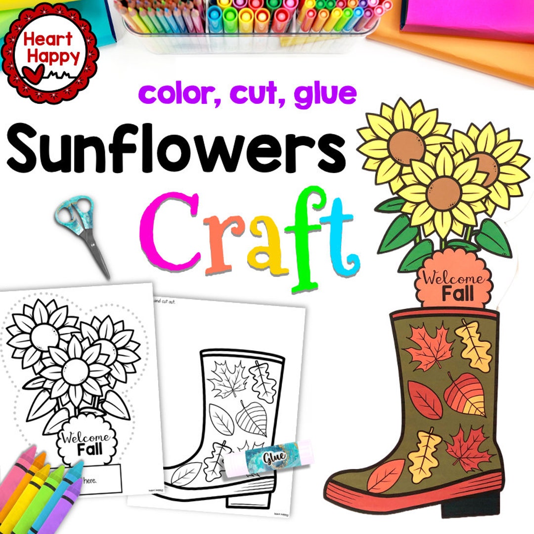 Sunflower in Rain Boots Craft, Kids Printable Craft Template ...