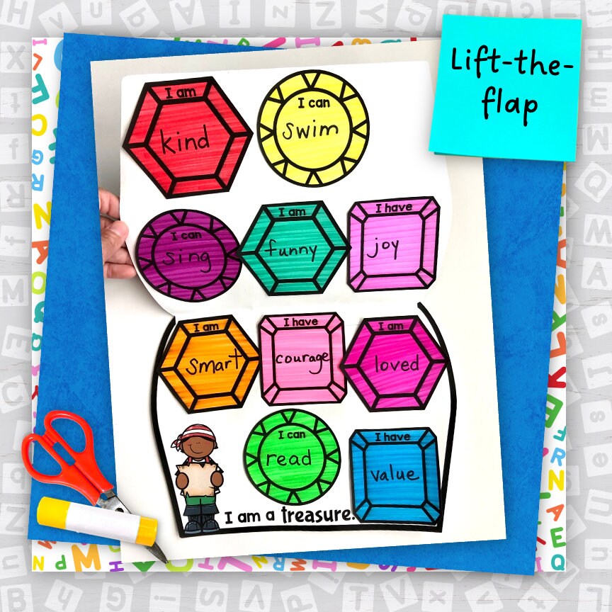 Self Affirmation I Am a Treasure Kids Printable Craft Template, Pirate ...