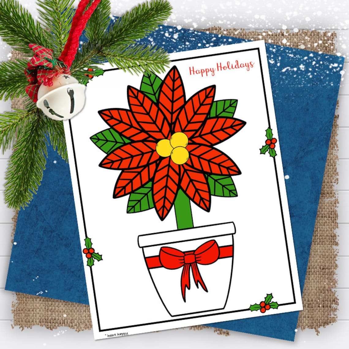 Poinsettia Kids Printable Craft Template Winter Craft - Etsy