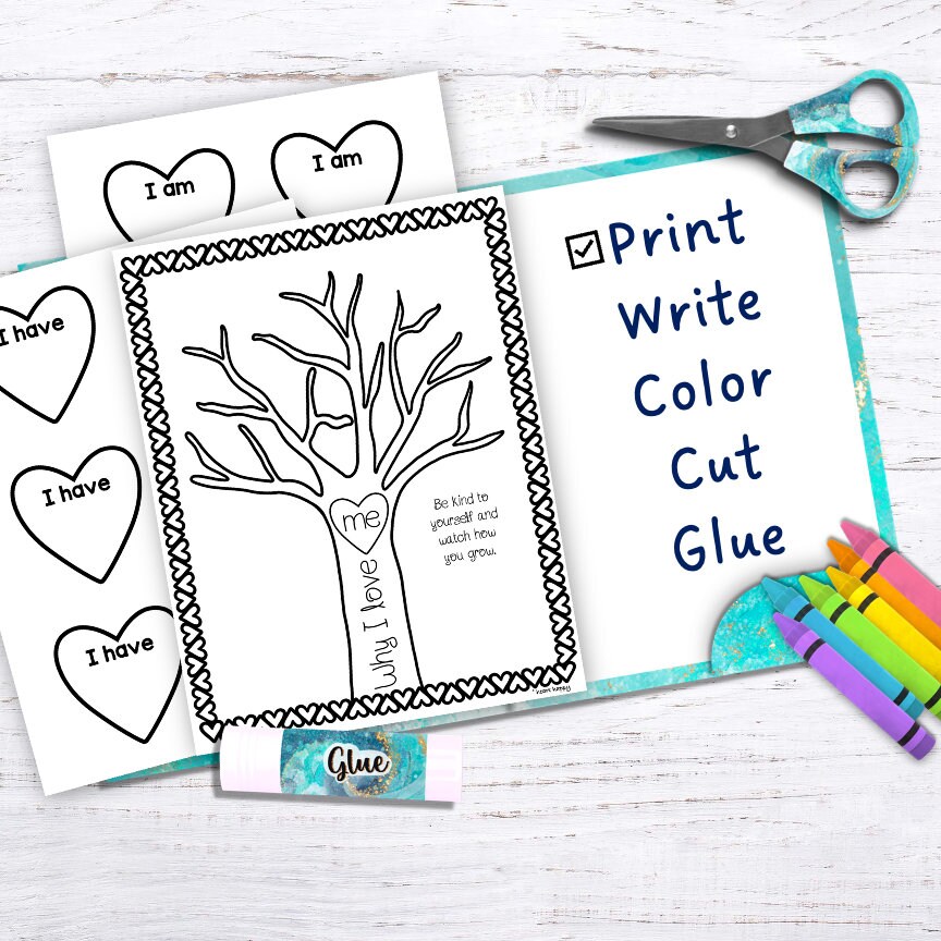 Self Affirmation I Love Me Tree Kids Printable Kids Craft Template ...