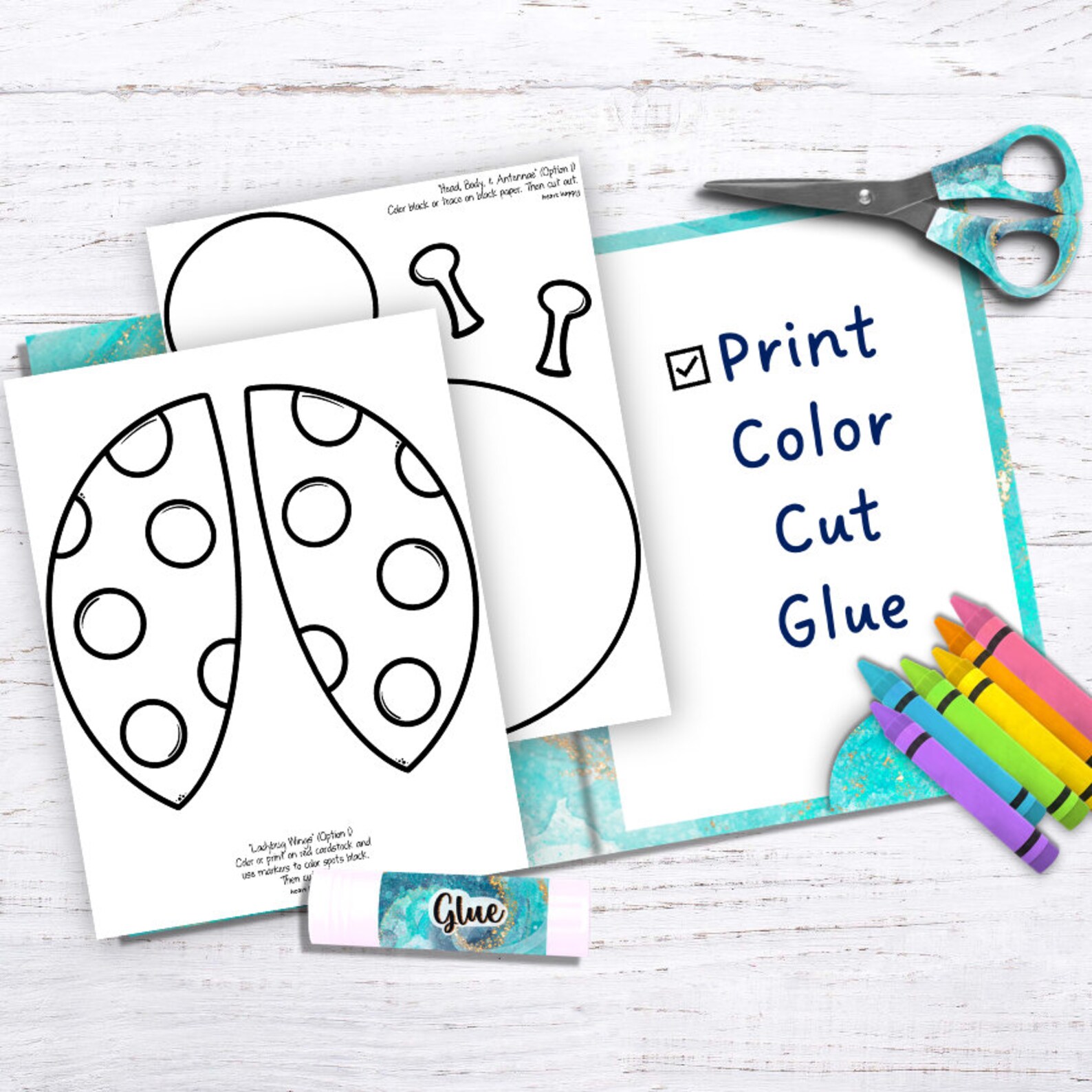 Printable Kids Ladybug Craft Template Bug Craft Insect - Etsy