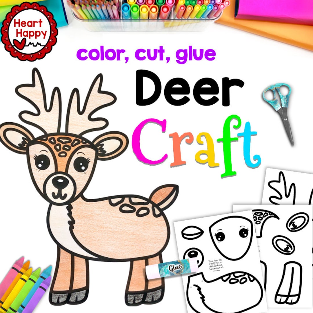 Printable Kids Deer Craft Template, Forest Animals, Woodland Animals ...