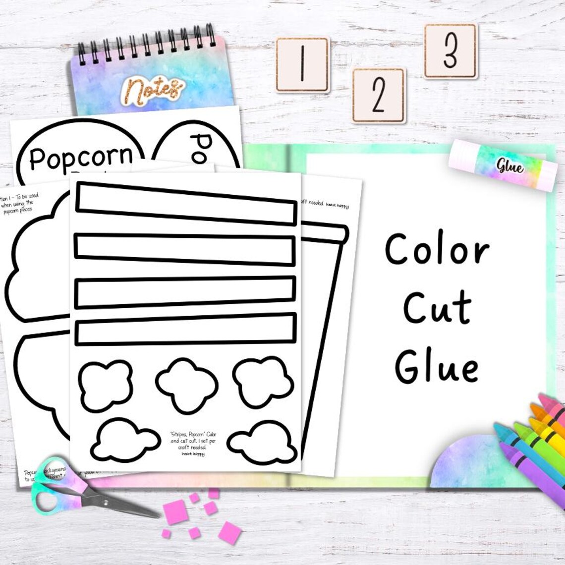 Popcorn Craft, Kids Printable Craft Template, Letter P, Homeschool ...