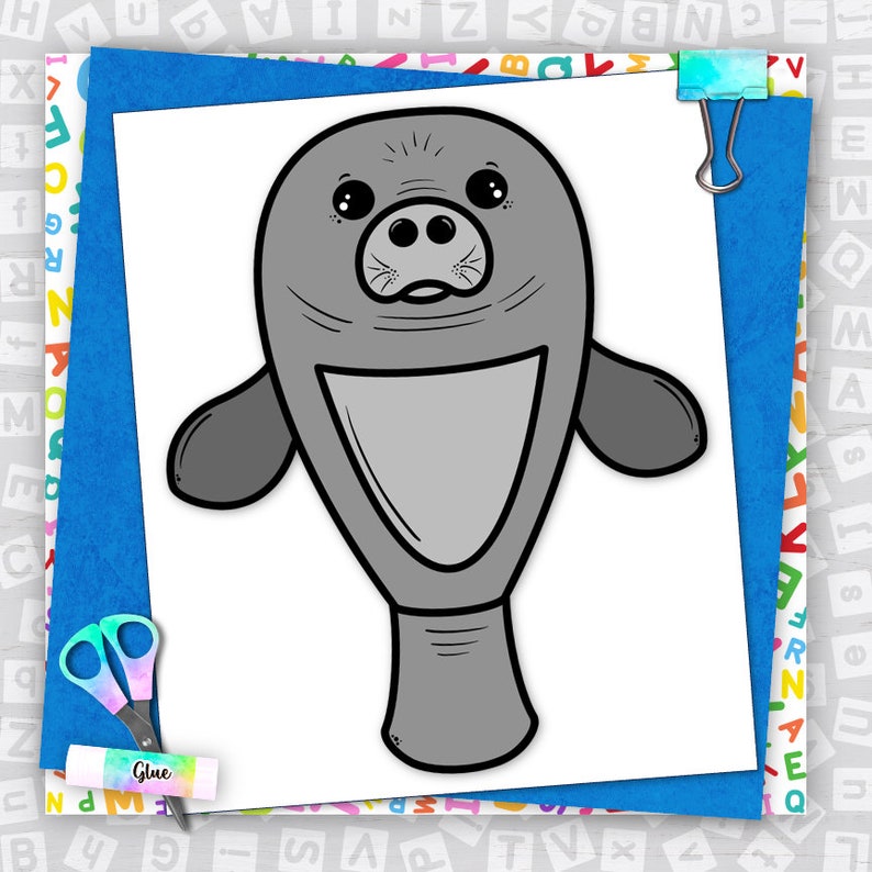 Manatee Craft, Kids Printable Craft Template, Letter M, Marine Mammals ...