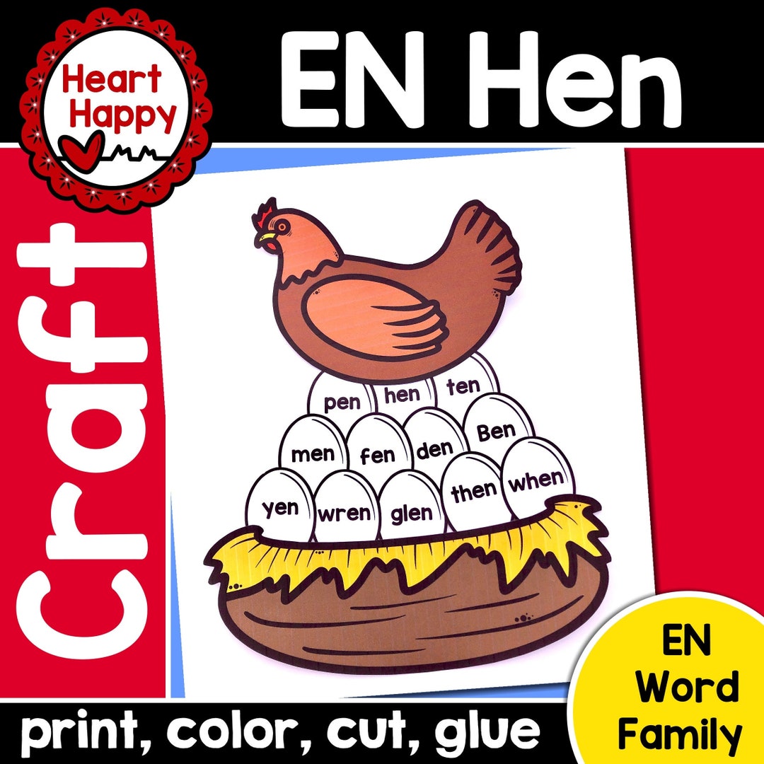The EN Henshort E Craften Word Family Craft Printable Kids - Etsy