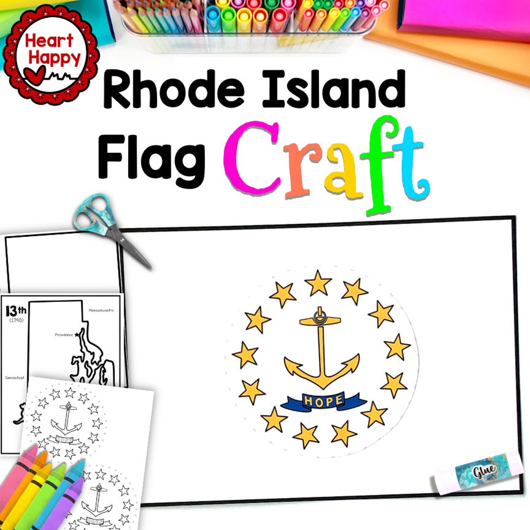 Rhode Island Flag Craft, Kids Printable Craft Template, Rhode Island ...