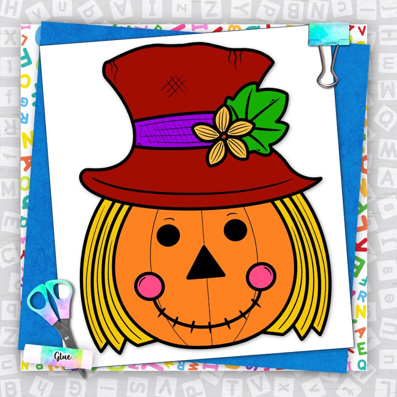 Pumpkin Scarecrow Kids Printable Craft Template, Fall/autumn Craft ...