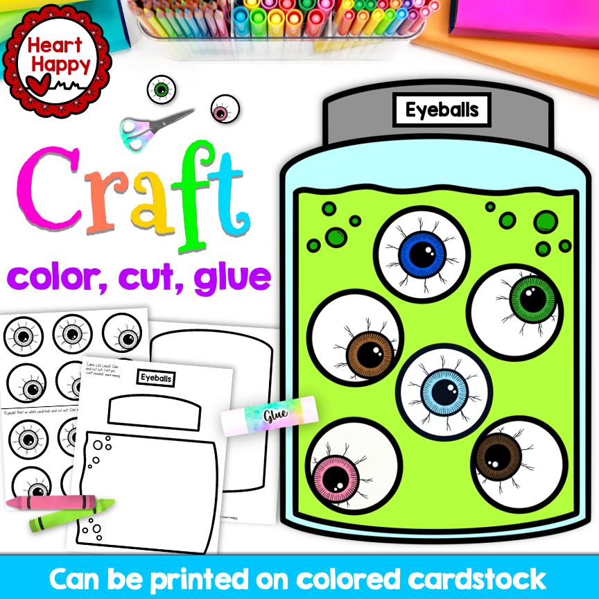 Halloween Eyeballs Kids Printable Craft Template, Human Anatomy, Fall ...