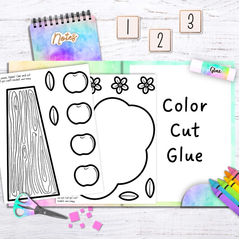 Apple Tree Craft, Kids Printable Craft Template, Fall Activity ...