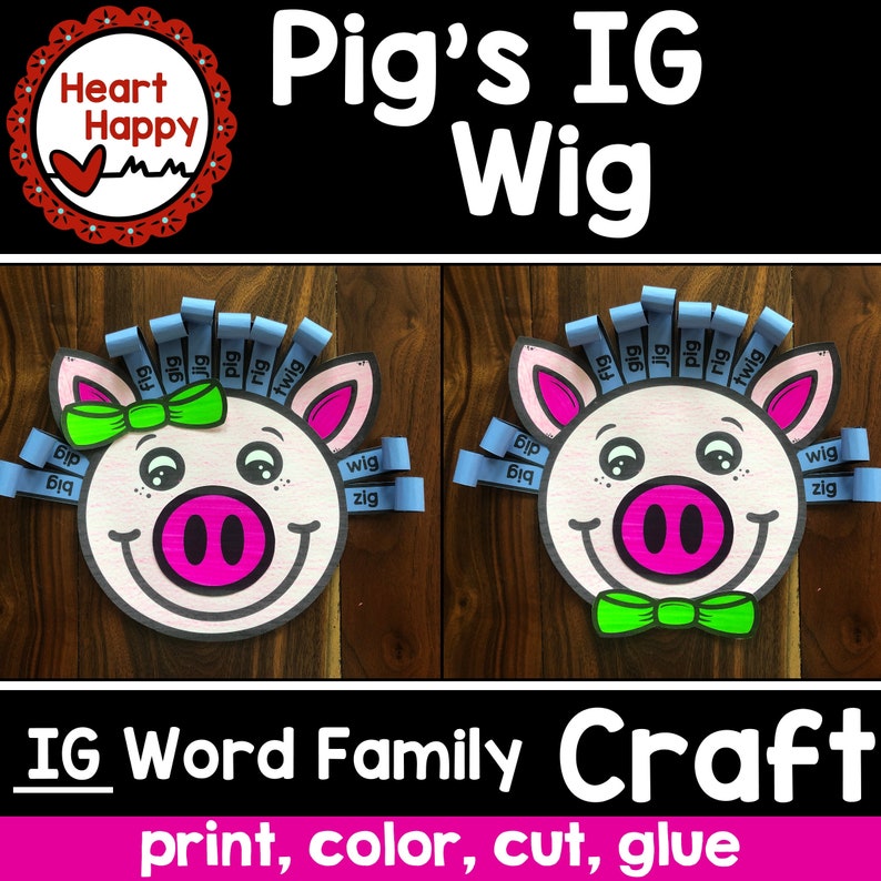 Pig's IG WigShort I CraftIG Word Family CraftPrintable | Etsy
