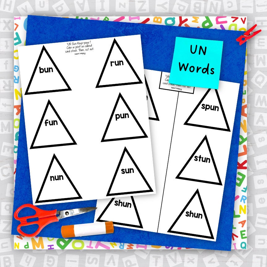 UN Sun on the Run, Short U Craft, UN Word Family Craft,printable Kids ...