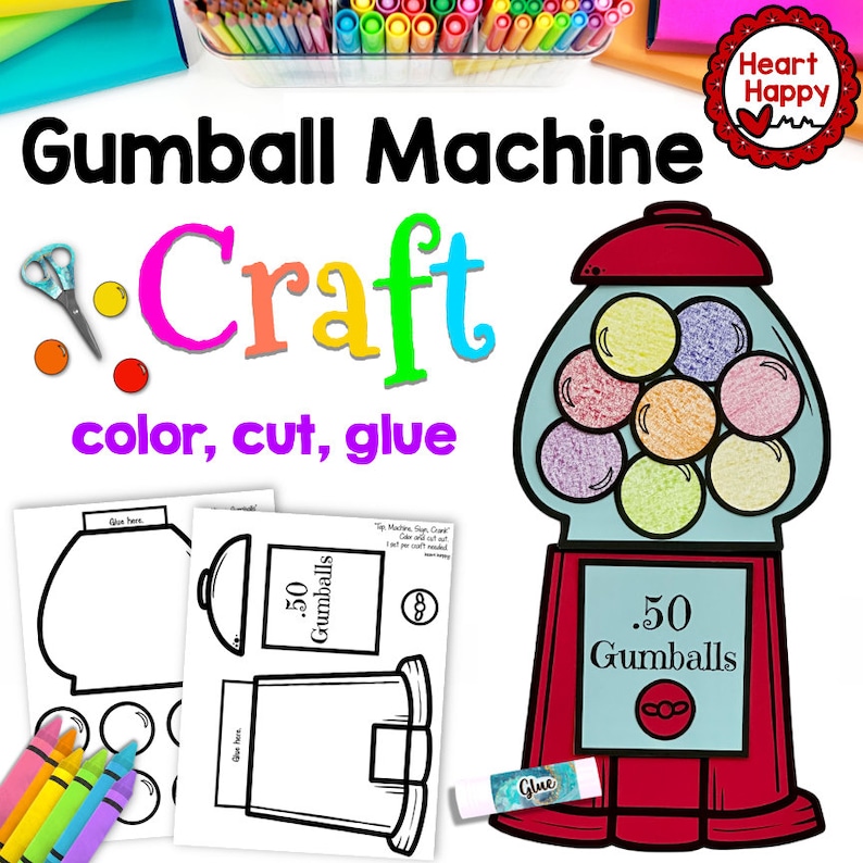 Gumball Machine Kids Printable Craft Template, Letter G, Candy Craft ...