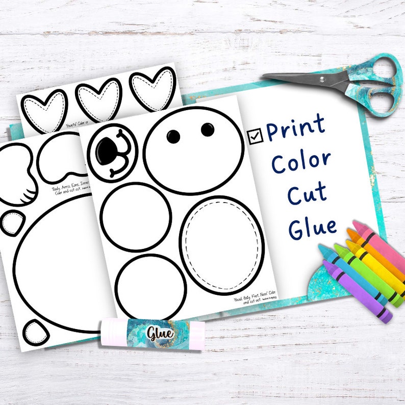 Teddy Bear Kids Printable Craft Template, Valentine's Craft, Mother's ...