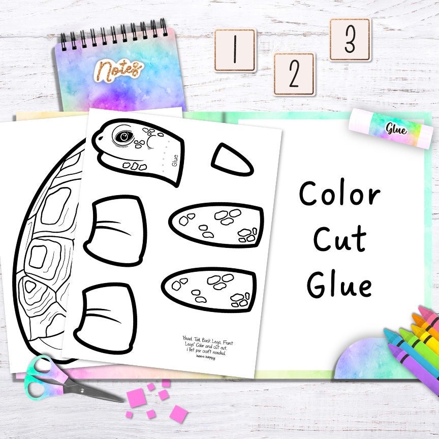 Tortoise Craft, Kids Printable Craft Template, Summer, Desert, State ...