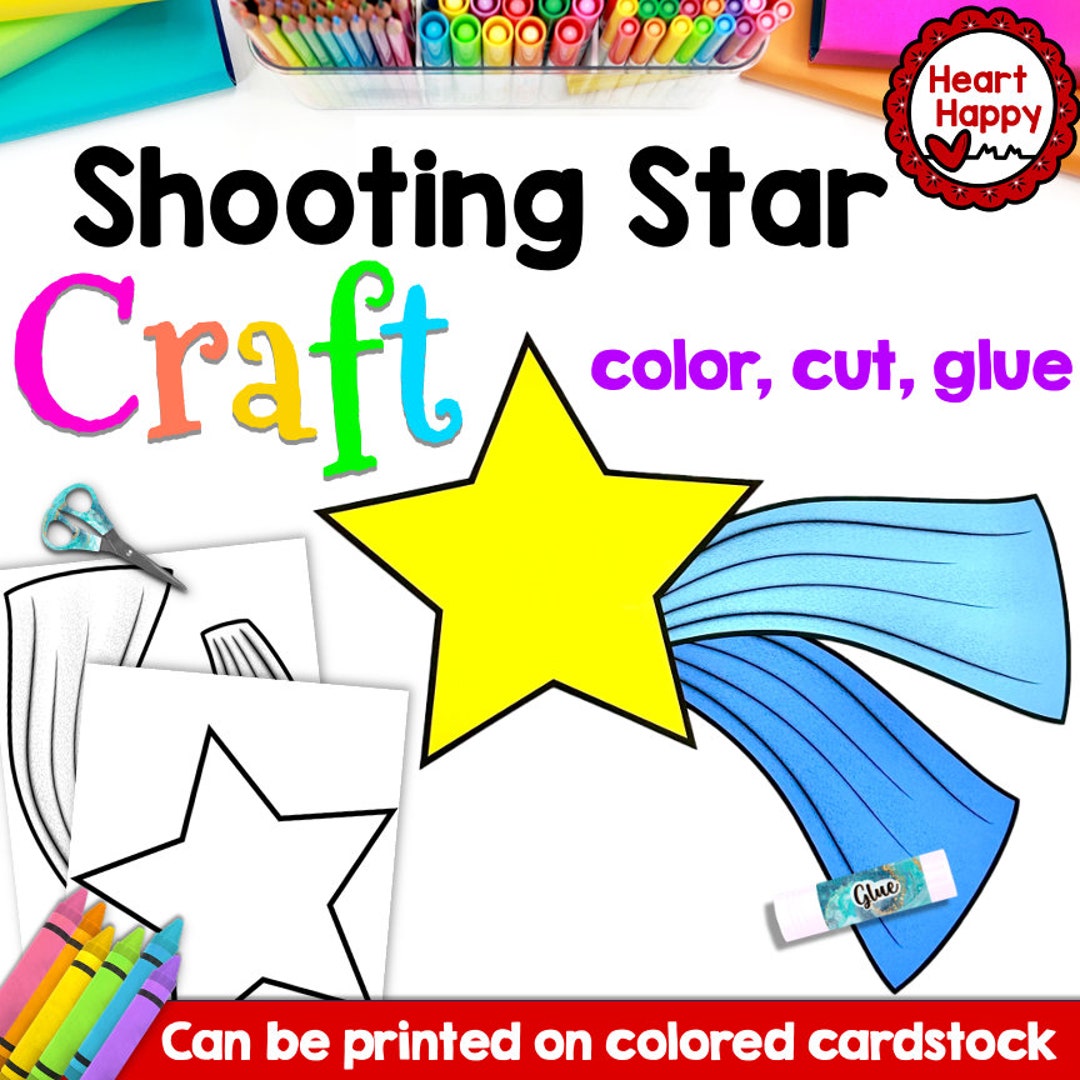 Shooting Star Craft, Kids Printable Craft Template, Space, Shapes ...
