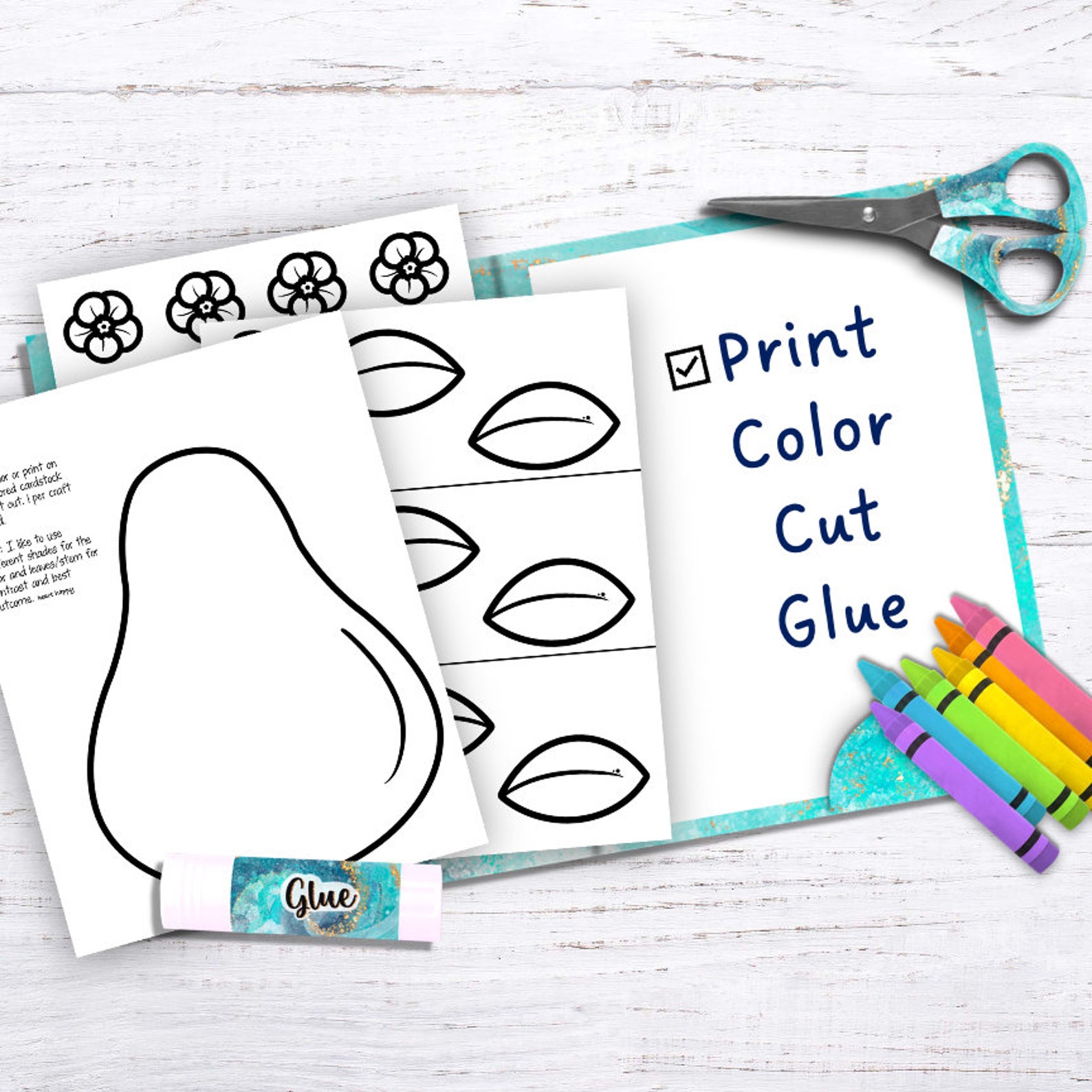 Pear Craft, Kids Printable Craft Template, Fruit Craft, Nutrition ...