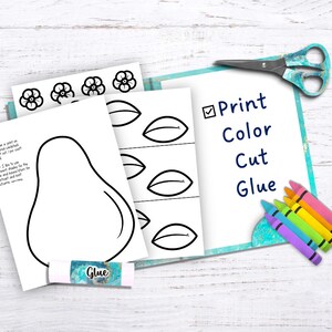 Pear Craft, Kids Printable Craft Template, Fruit Craft, Nutrition ...