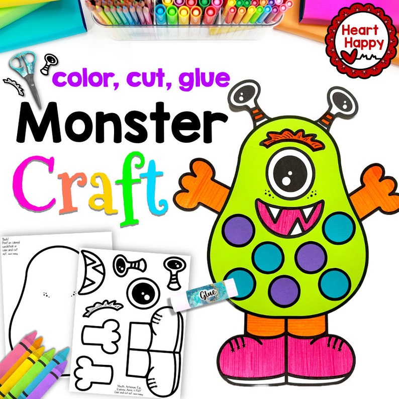 Alien Kids Printable Craft Template, Monster Craft, Halloween Craft ...