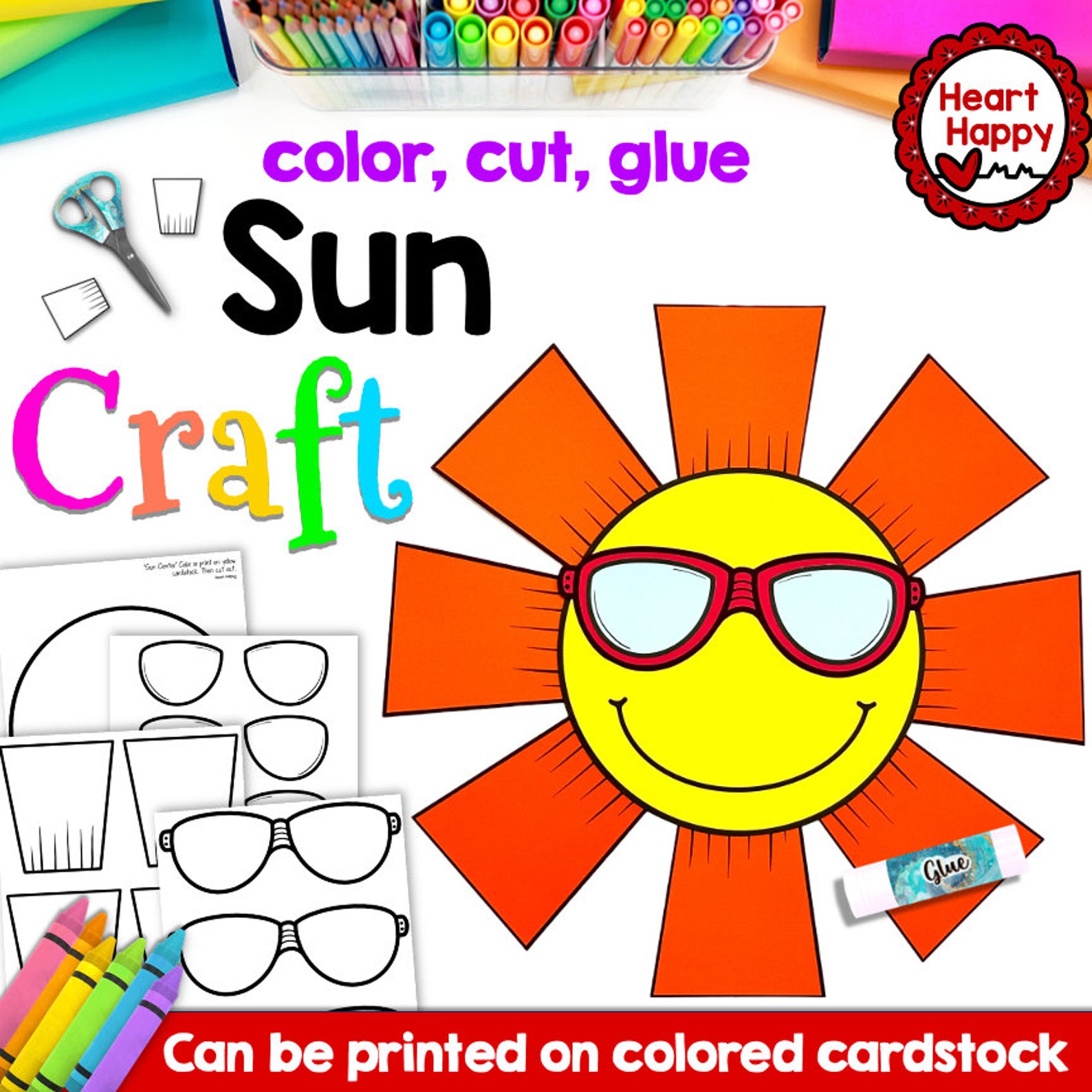 Sun Craft, Kids Printable Craft Template, Summer Craft, End of Year ...