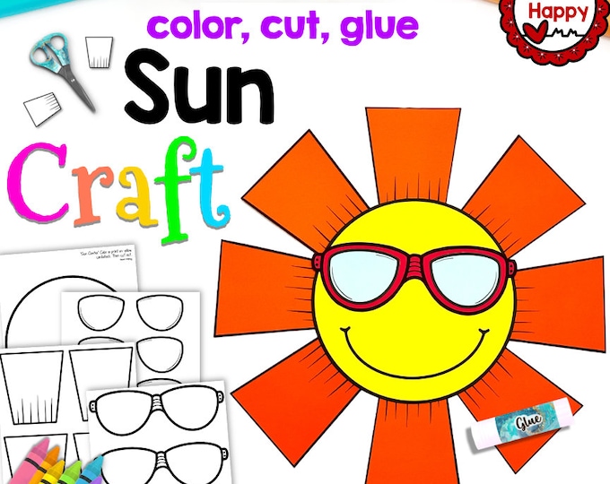 Sun Craft, Kids Printable Craft Template, Summer Craft, End of Year ...